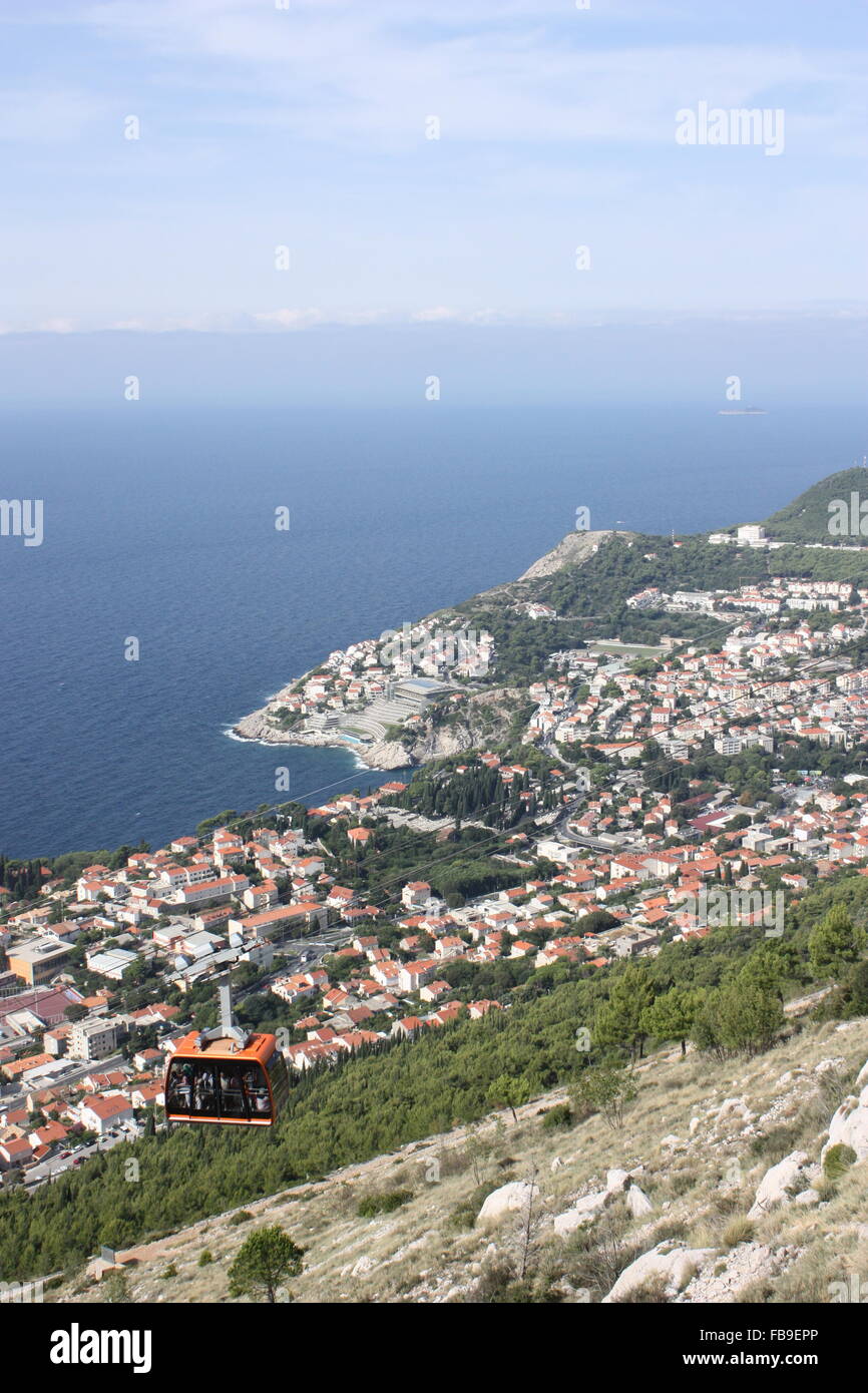 The cable-car going up Mt Srd in Dubrovnik, Croatia Stock Photo - Alamy