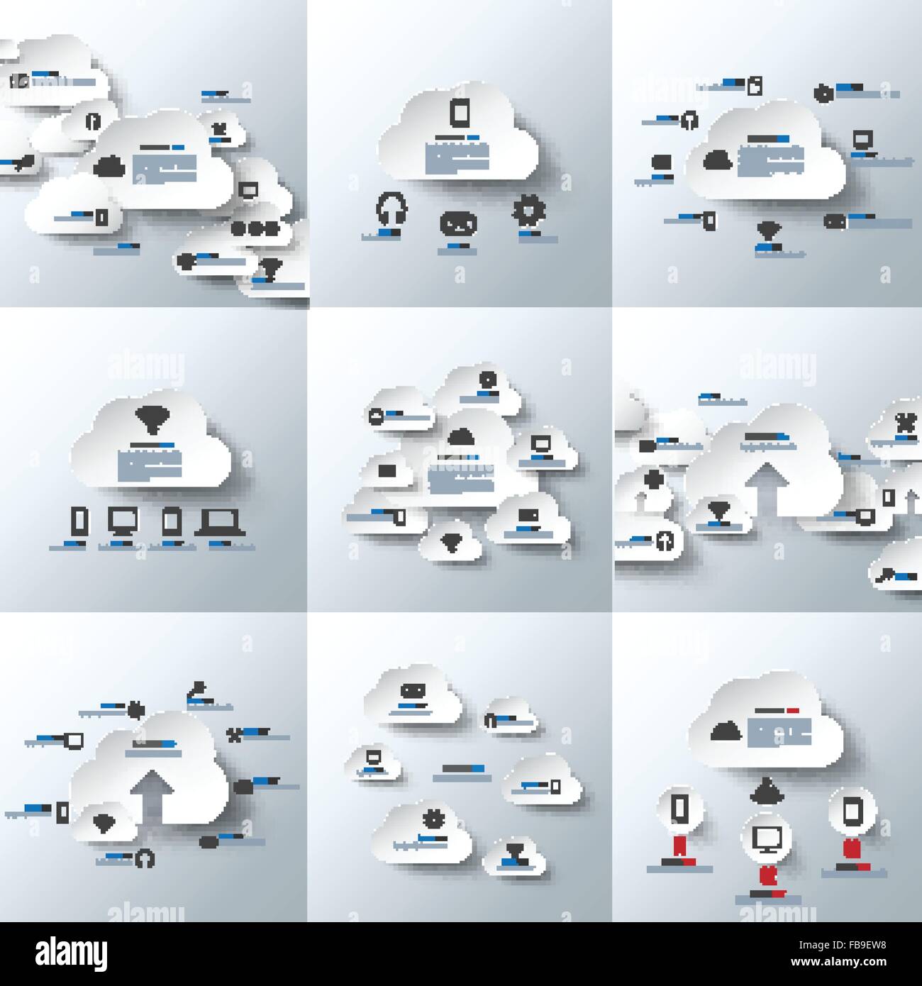 Cloud computing. Vector illustration. Infographics set. Technology ...