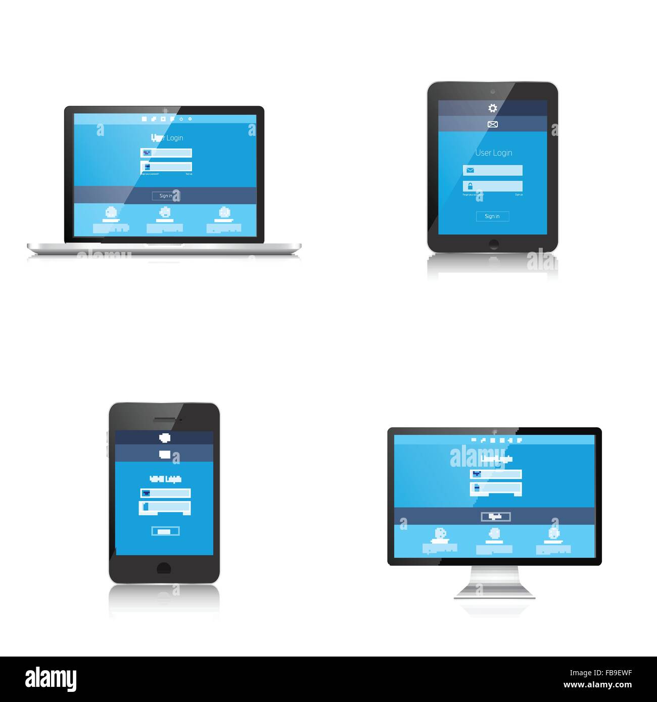 Responsive web design. Adaptive user interface. Digital devises. Laptop ...