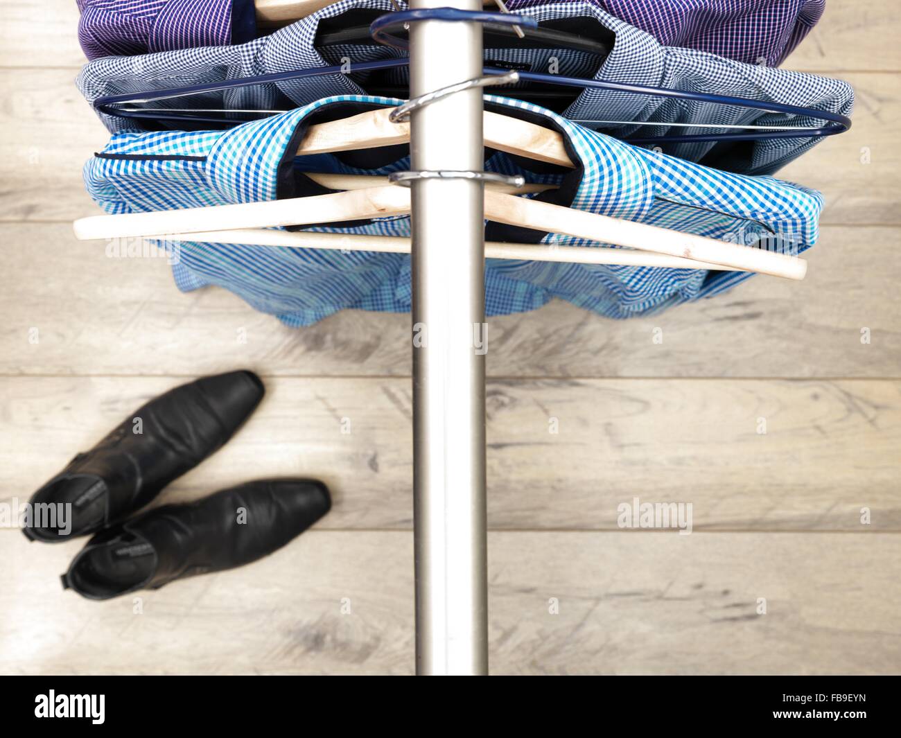 A studio image of hanging clothes Stock Photo - Alamy