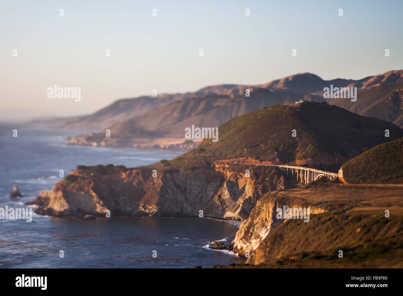 Rocky Creek Bridge, Monterey, CA, with tilt shift effect Stock Photo ...