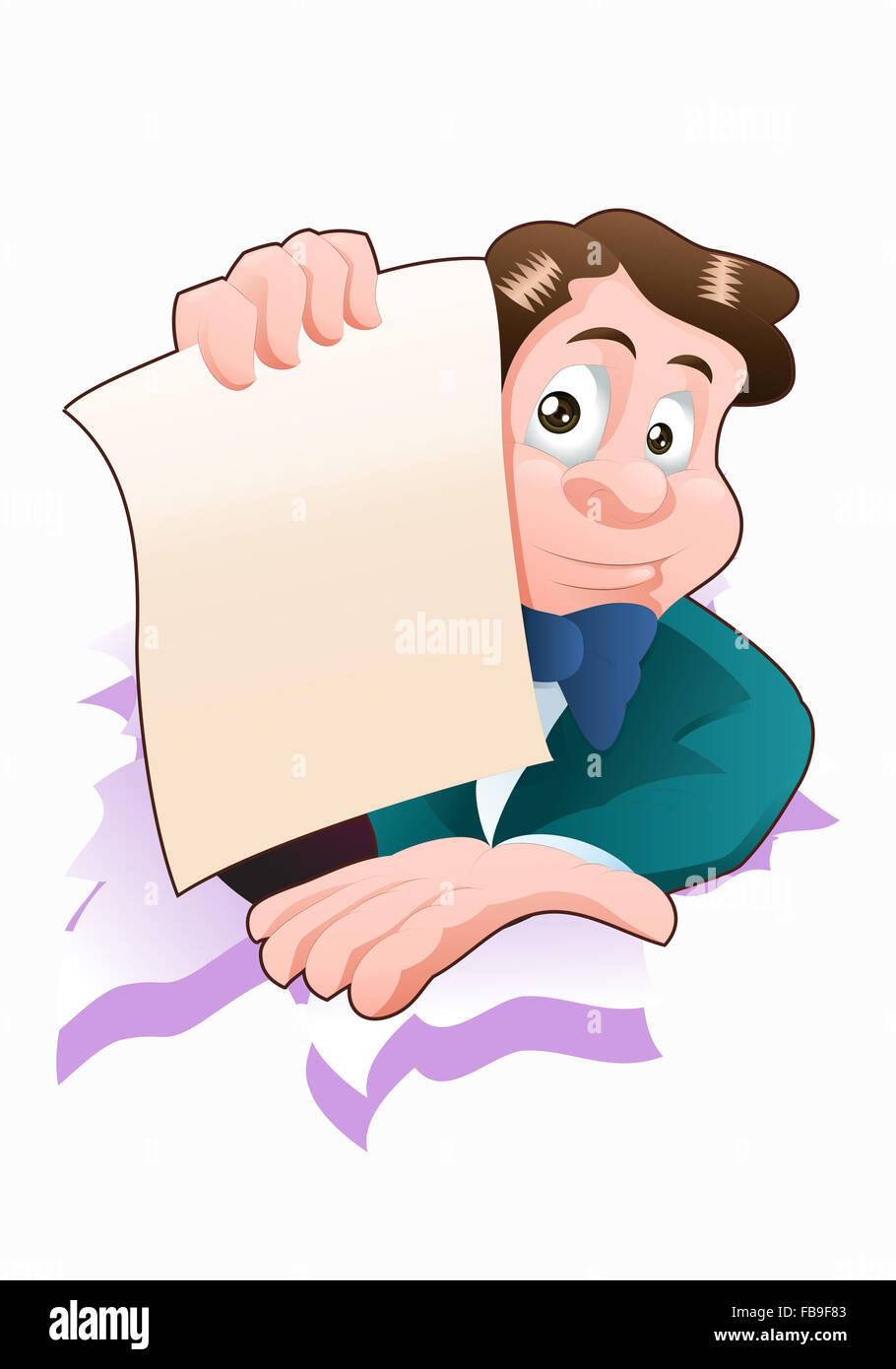 illustration of a businessman blank paper application on isolated white ...