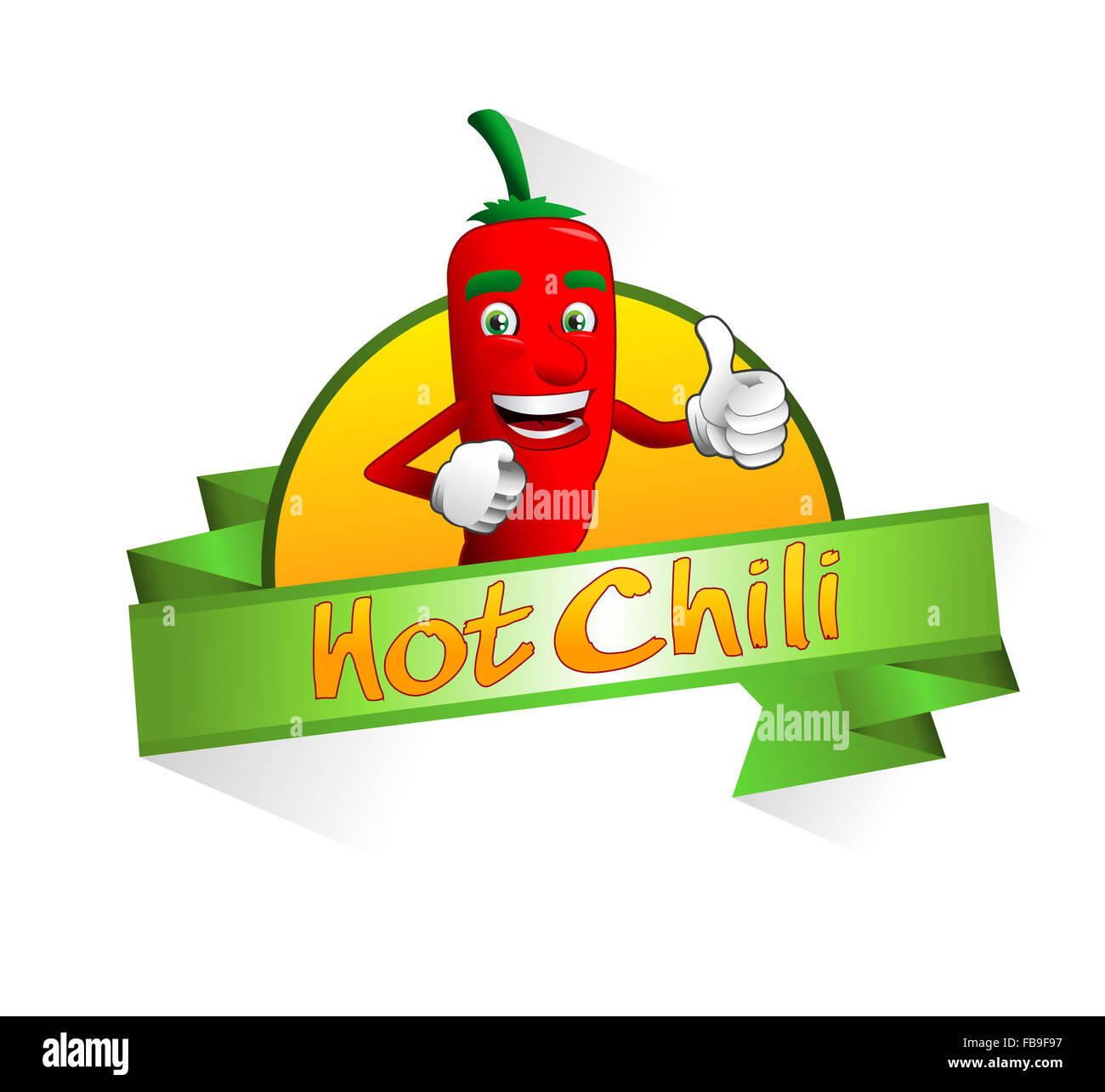 illustration of a hot chili banner cartoon over isolated white ...