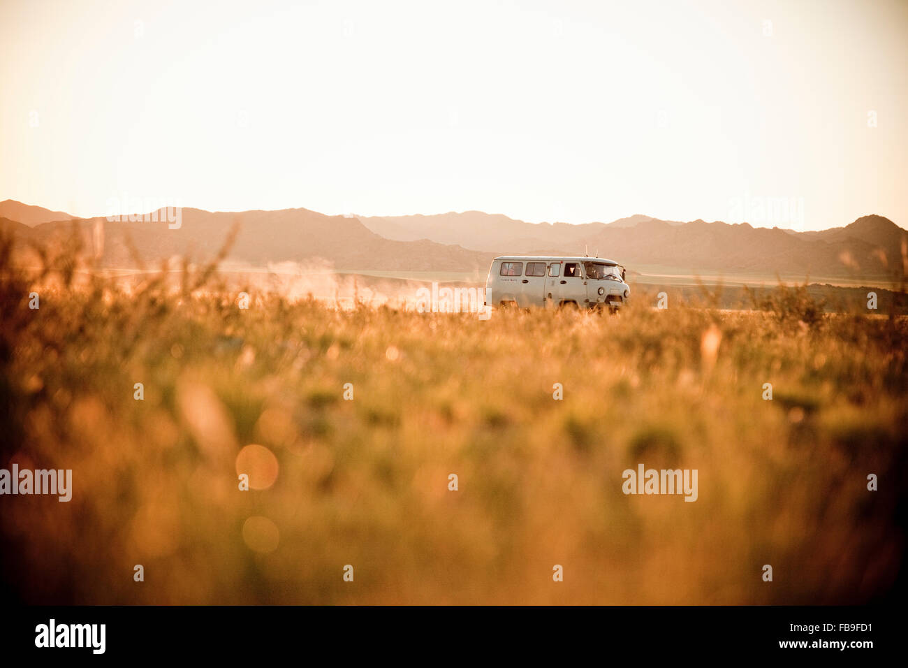 A Russian 'bread loaf' van on the steppes of central Mongolia Stock ...