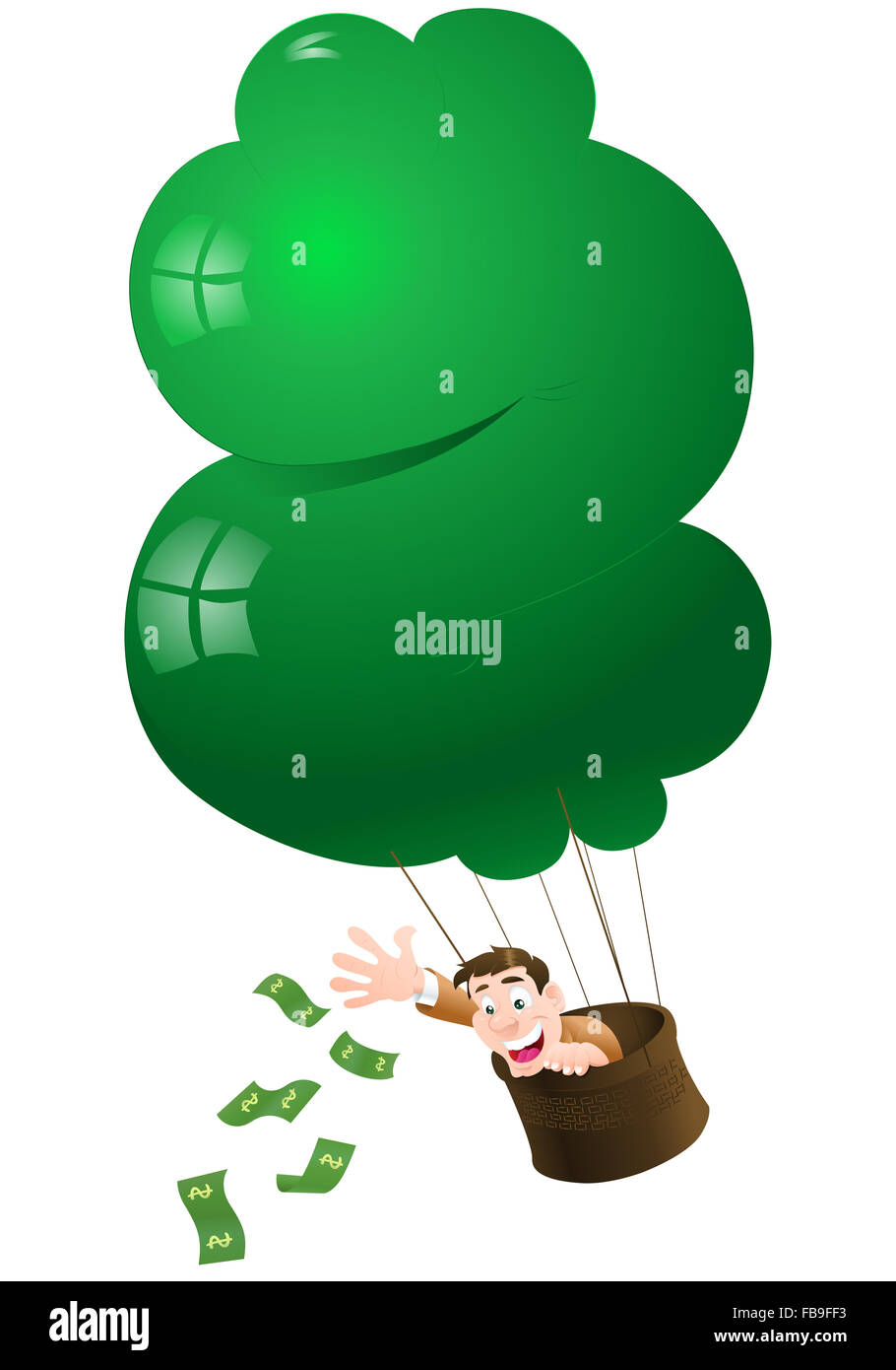 illustration of a businessman throwing moneys on isolated white ...