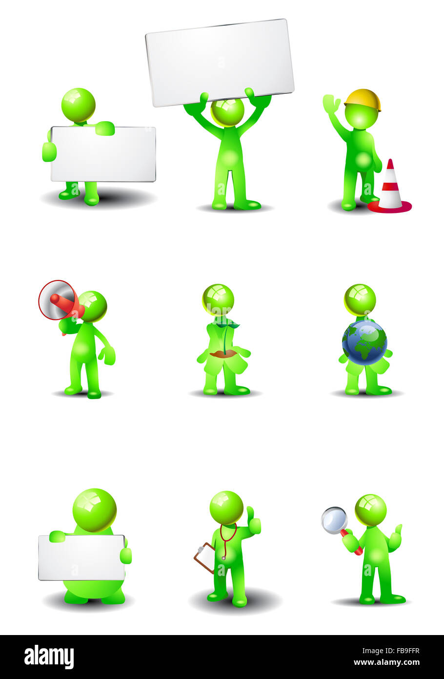 illustration of a group of male green humanoid on isolated white ...