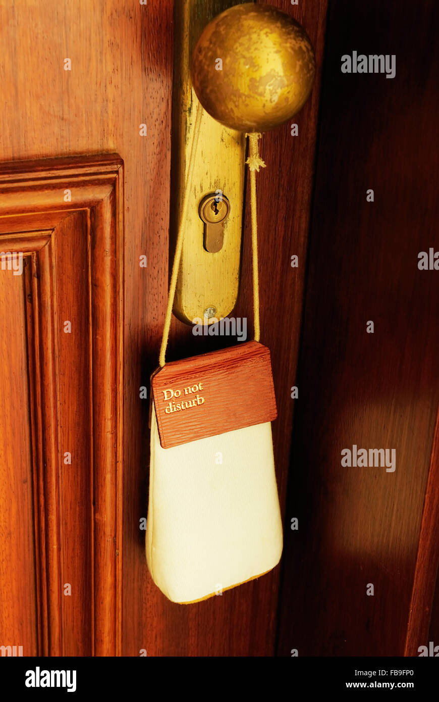 Do not disturb sign hanging from hotel door handle, Africa Stock Photo ...