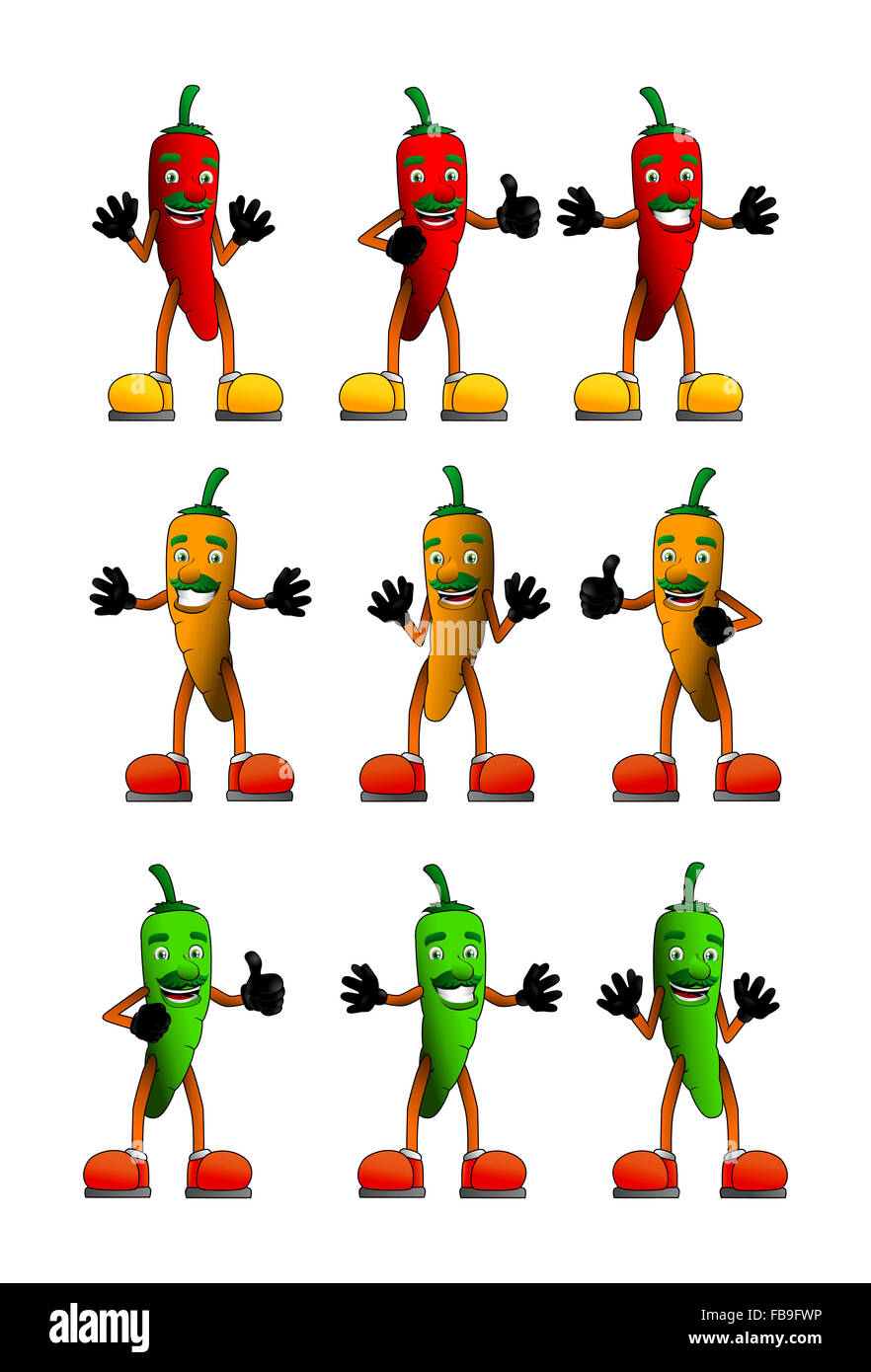 illustration of a chillies cartoon over isolated white background Stock ...