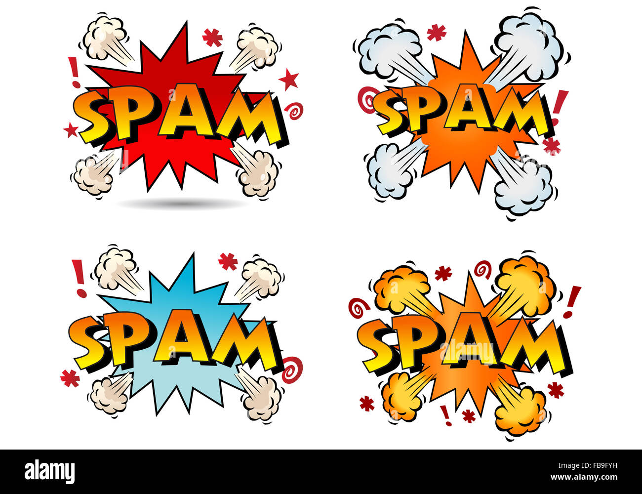 An illustration of a exploded splash shape and the words spam Stock ...