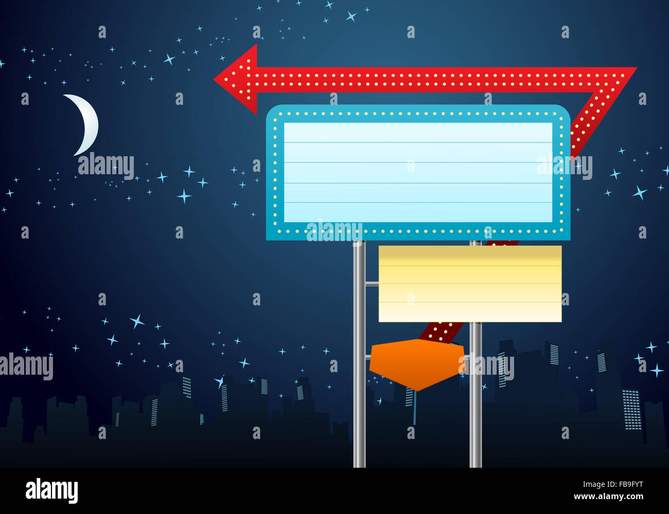 illustration of a blank night sign board that you can write anything ...