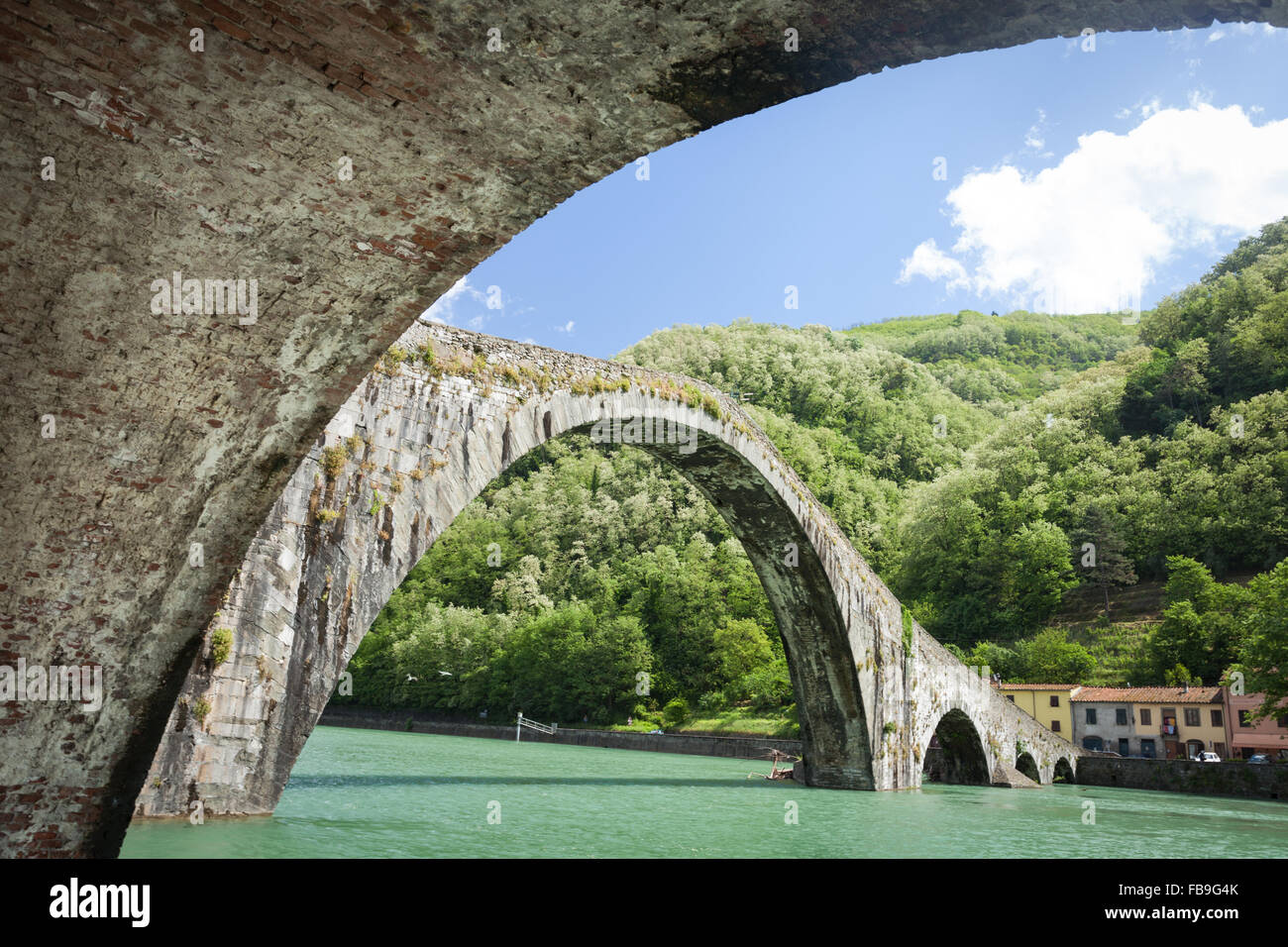 Devils Bridge in Italian Town - Lucca Stock Photo - Alamy