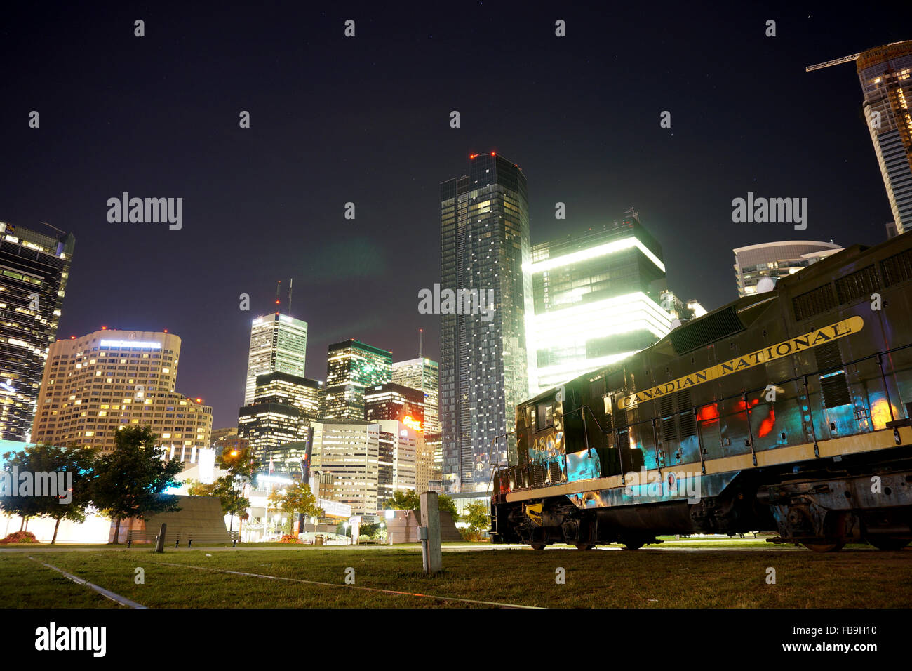 -Cities at night series- Toronto Union Station in downtown at night ...