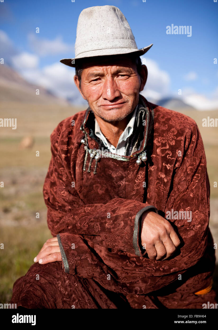 Dashnyam the herder and guide poses for a portrait in the Kharkhiraa ...