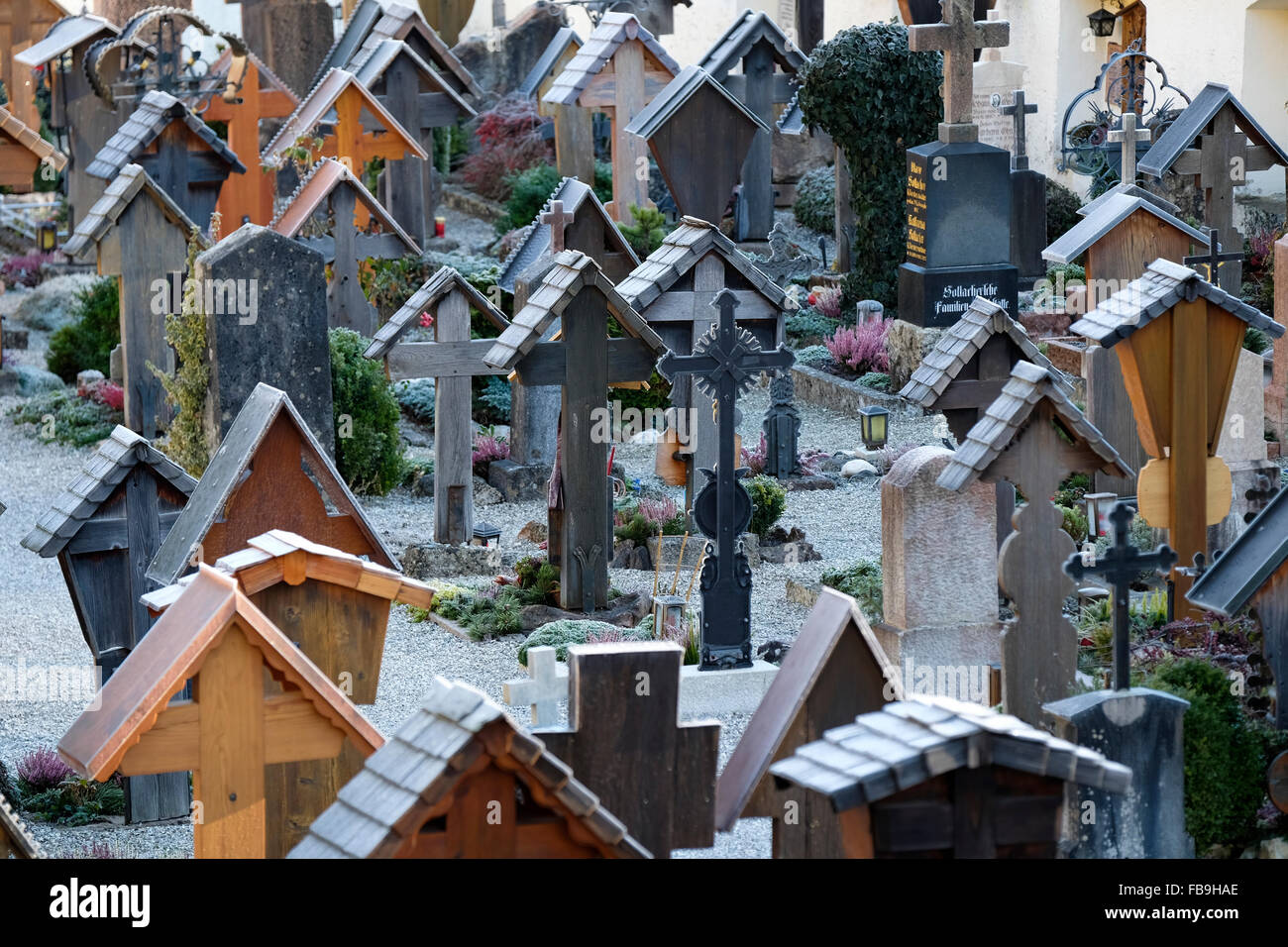 Cemetery, crosses, Ramsau bei Berchtesgaden, Bavaria, Germany Stock ...