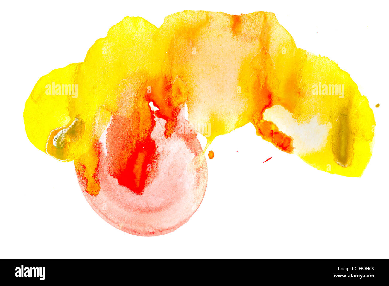 Red shades and yellow abstraction. Pattern watercolor. Children's ...