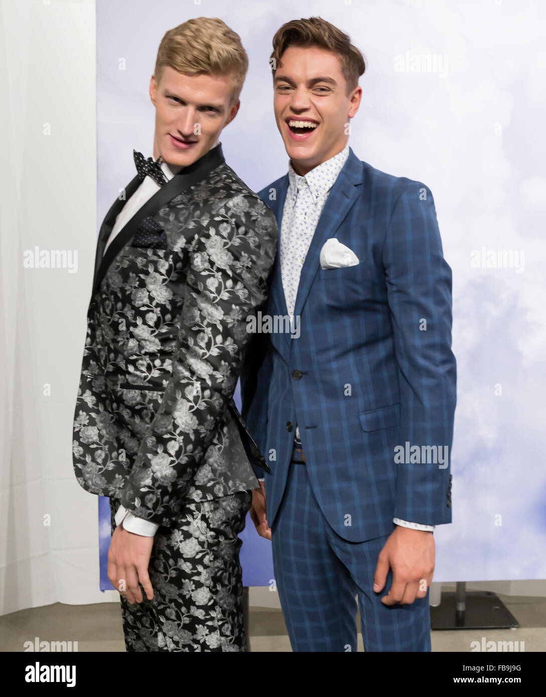 NEW YORK, NY - JULY 14, 2015: Richard Penrose and Matthew Young poses ...