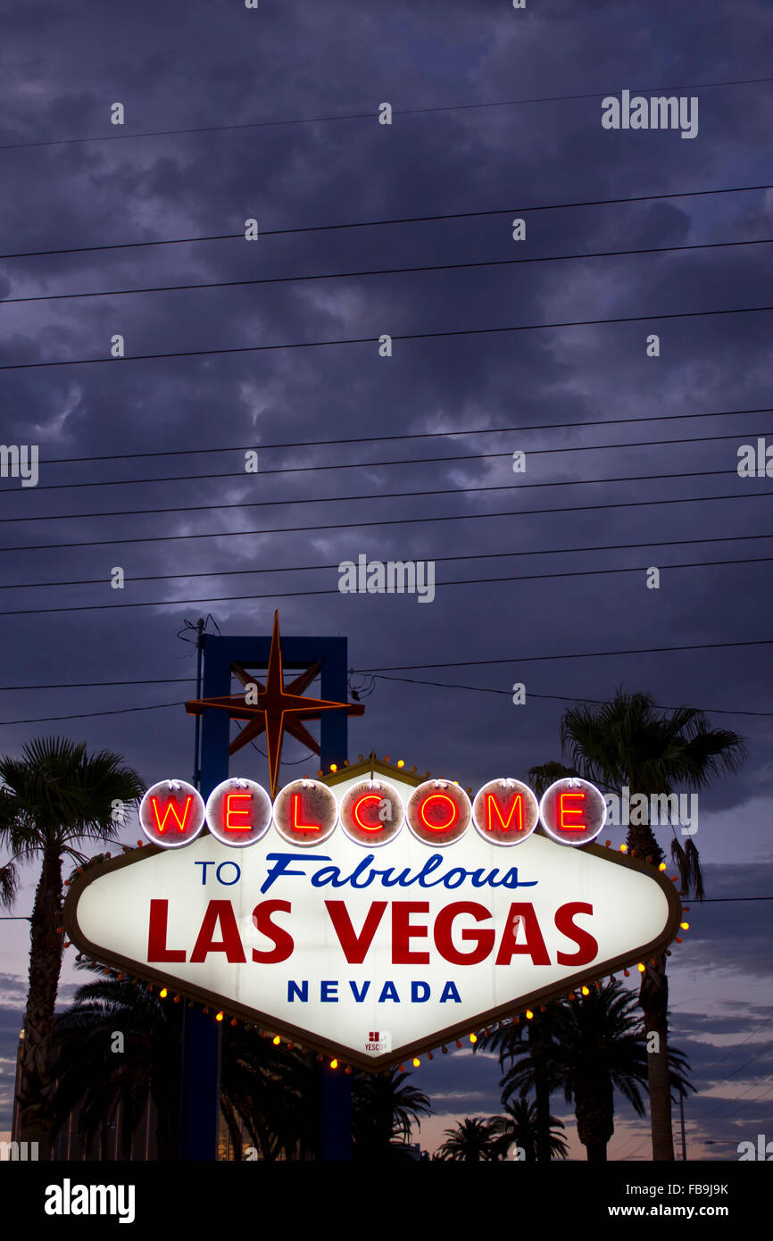 Illuminated signage of Las Vegas, Nevada, USA Stock Photo - Alamy
