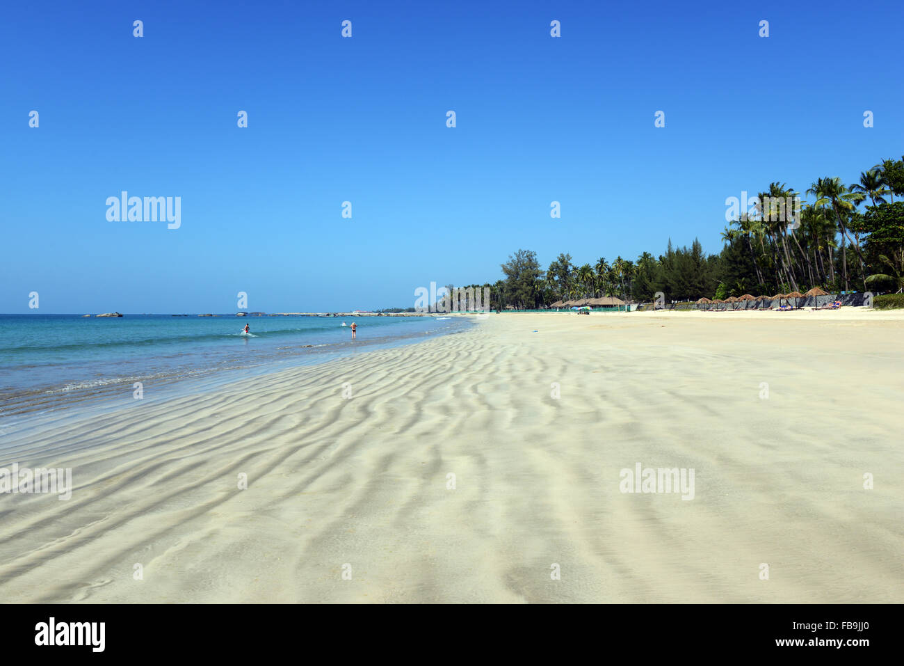 Beautiful long white sand beach in Rakhine state, Myanmar Stock Photo ...