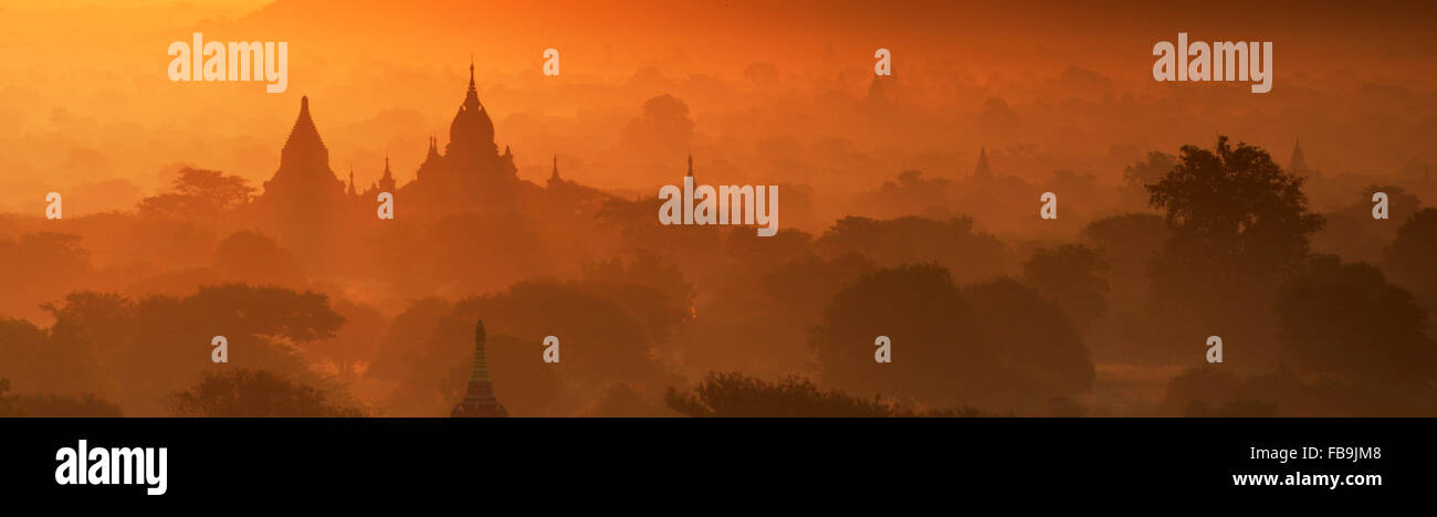 A beautiful sunset over the Buddhist temples in Bagan Stock Photo - Alamy