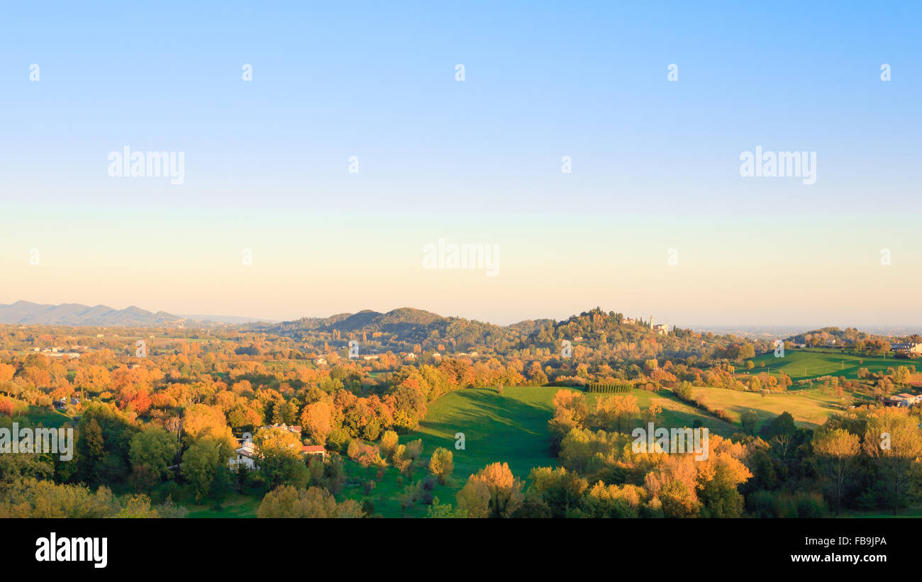Panorama from italian hills in autumn season. Autumn landscape. Trees ...