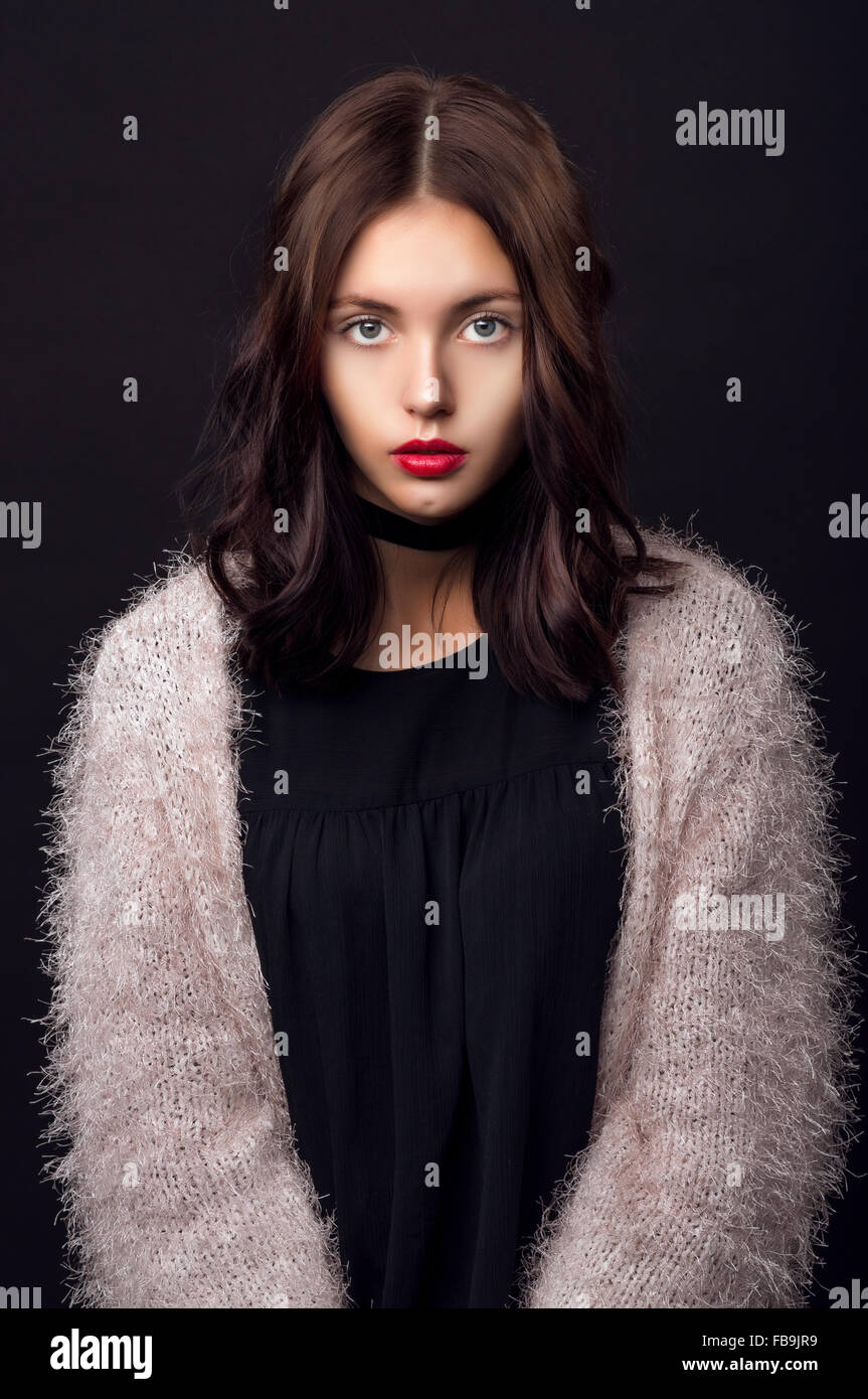 Studio portrait of a beautiful girl Stock Photo - Alamy