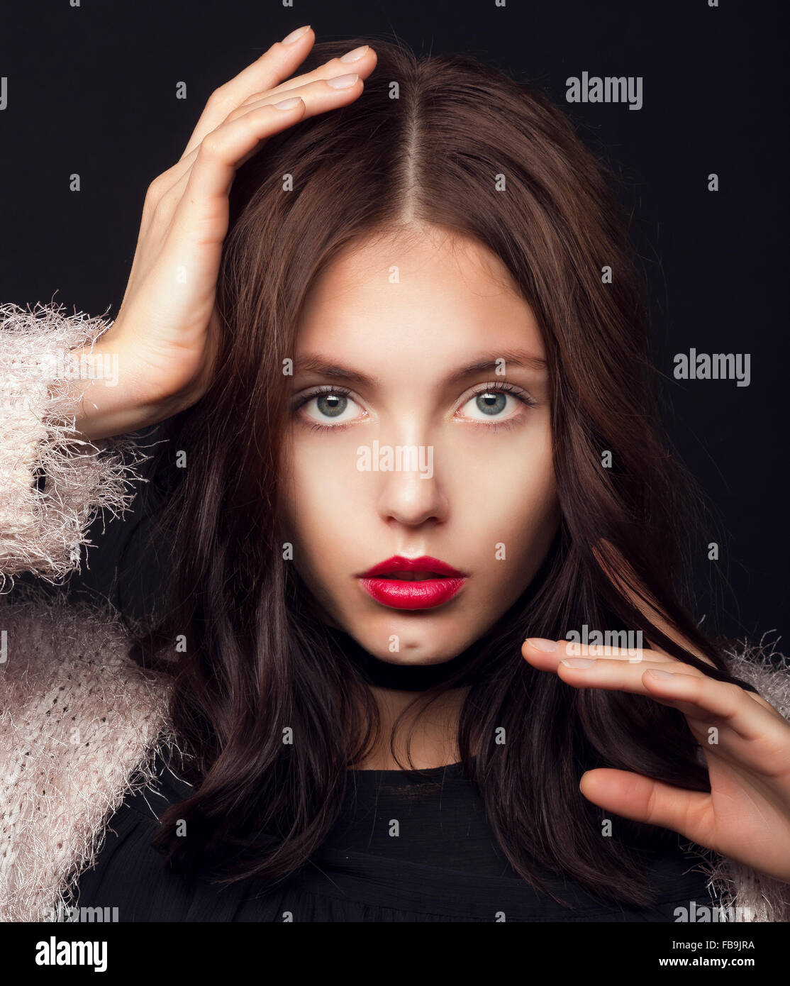 Studio portrait of a beautiful girl Stock Photo - Alamy
