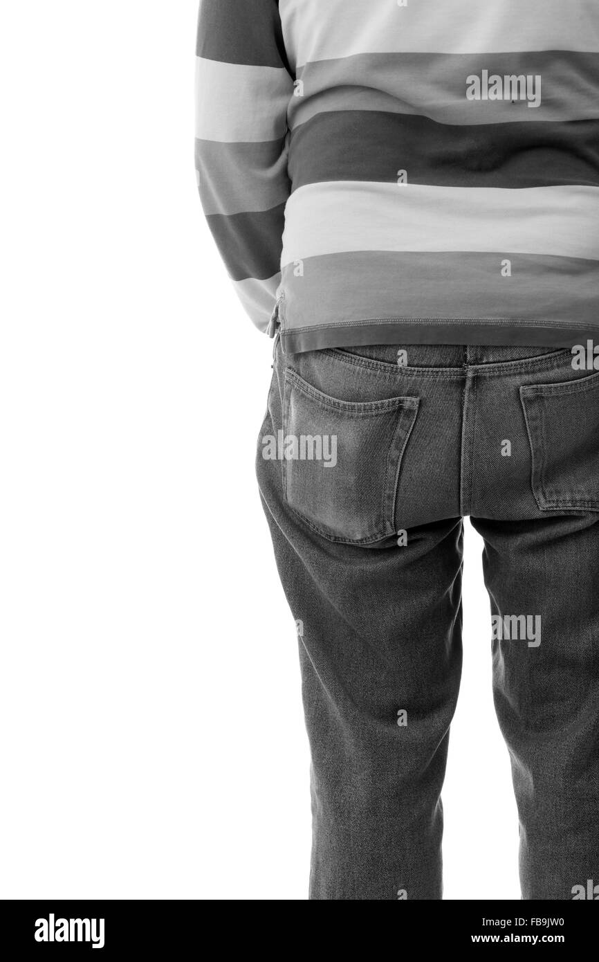 Part of the rear view of a mature man in Jeans and shirt Stock Photo ...