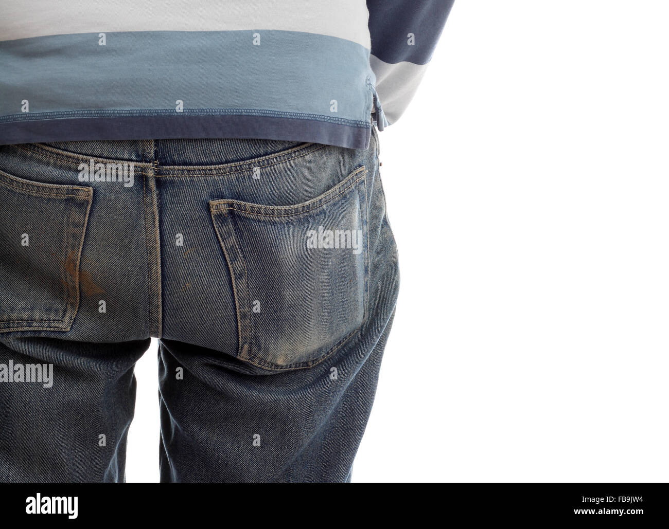 Part of the rear view of a mature man in Jeans and shirt Stock Photo ...