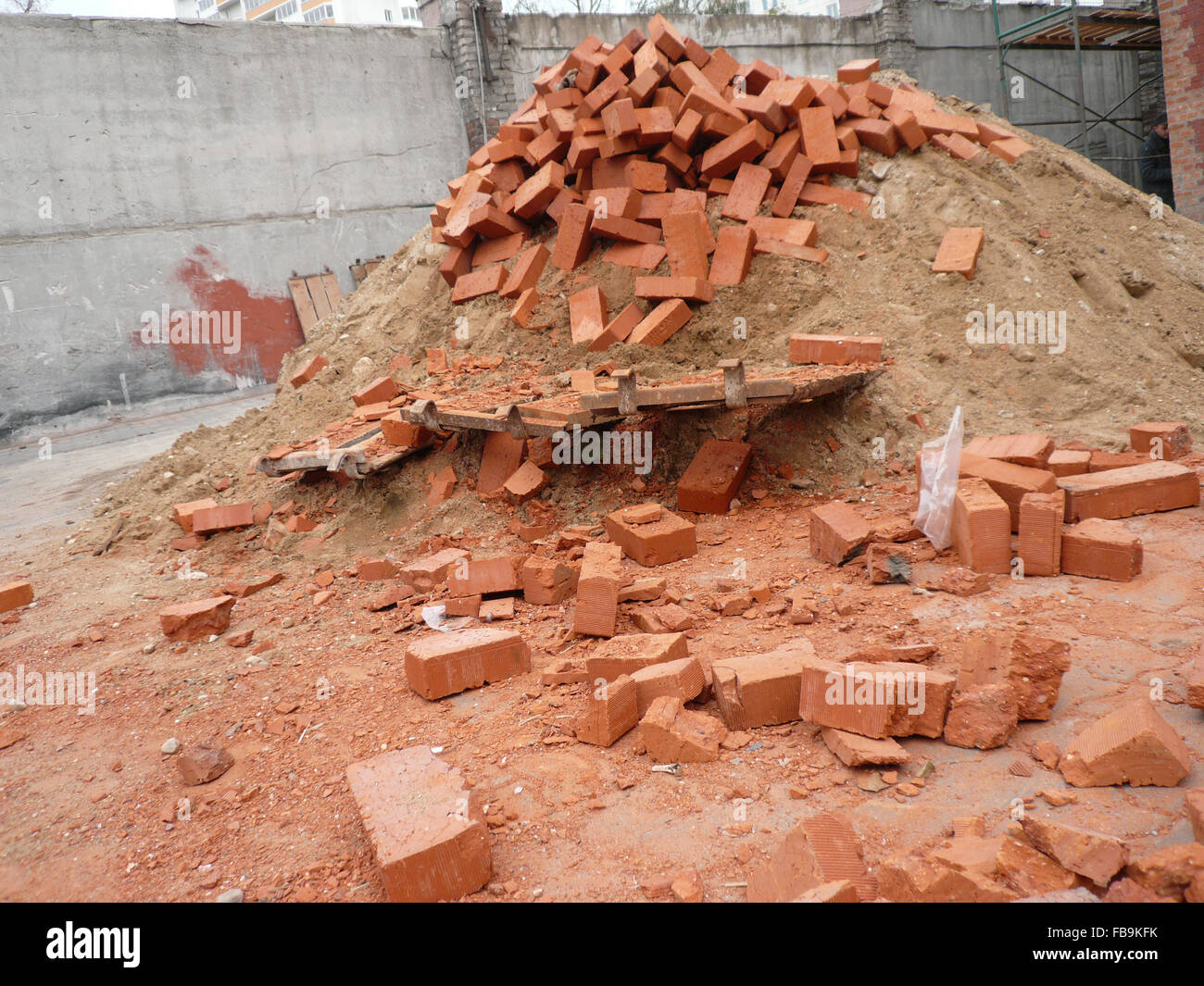 heap of red brick at day Stock Photo - Alamy