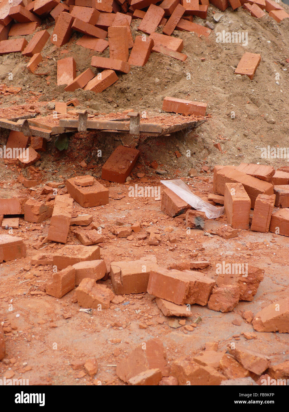 heap of red brick Stock Photo - Alamy