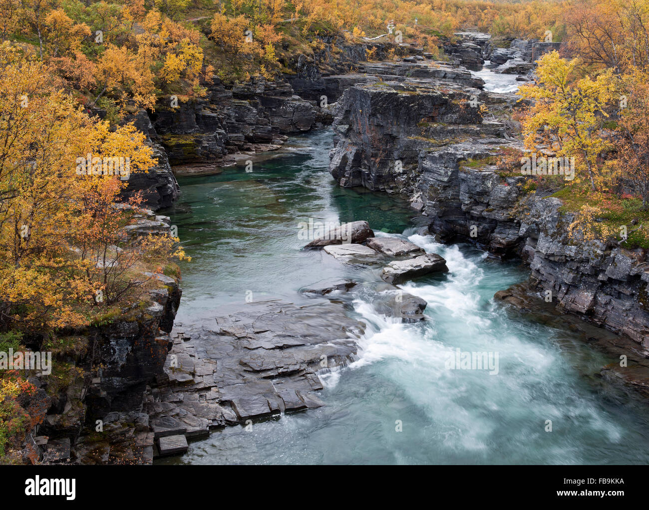Short river and rapid up North, fast flowing water. Canyon with rocks ...