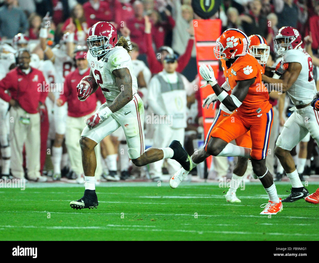 Glendale, AZ, USA. 11th Jan, 2016. Derrick Henry #2 of Alabama runs for ...