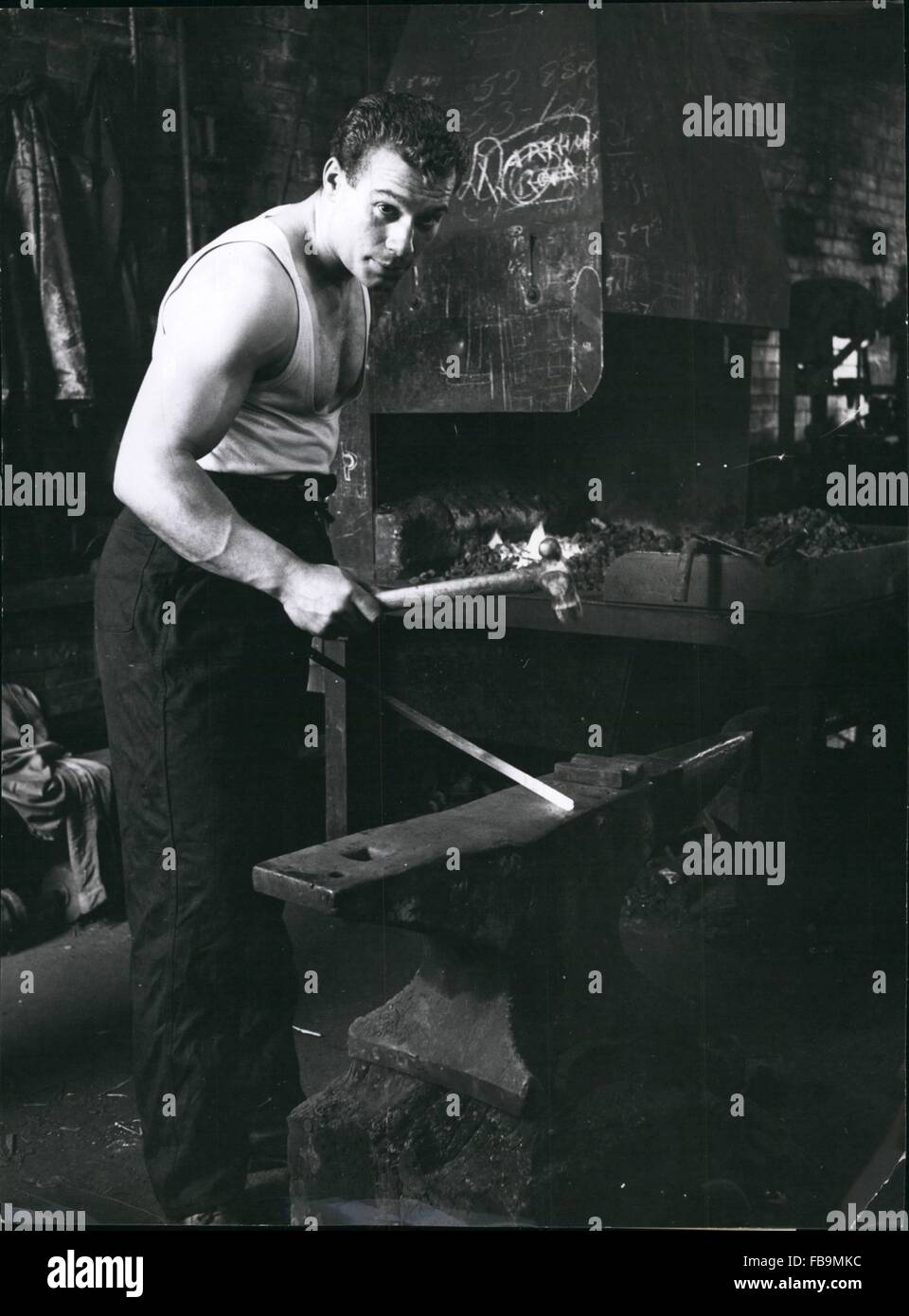 1962 - The Blacksmith and champion Shot putter Arthur Rowe at work at ...