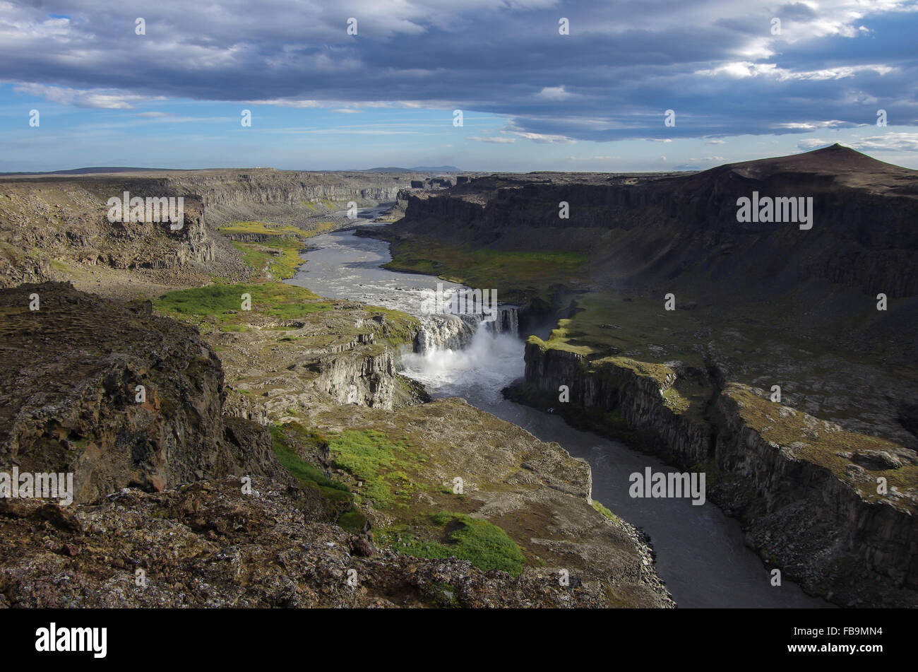 View on canyon of river and waterfall Hafragilsfoss in Iceland Stock ...