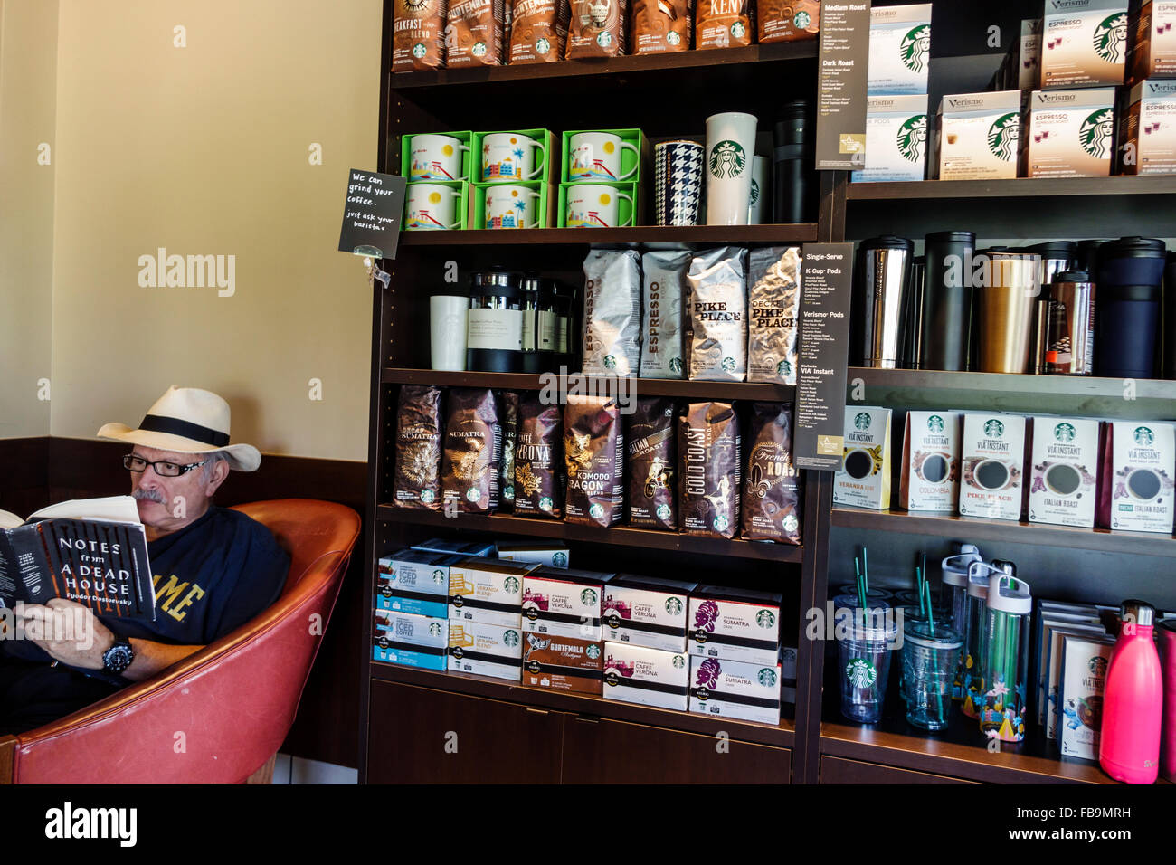 Miami Florida,Starbucks Coffee,cafe,interior inside,retail products ...