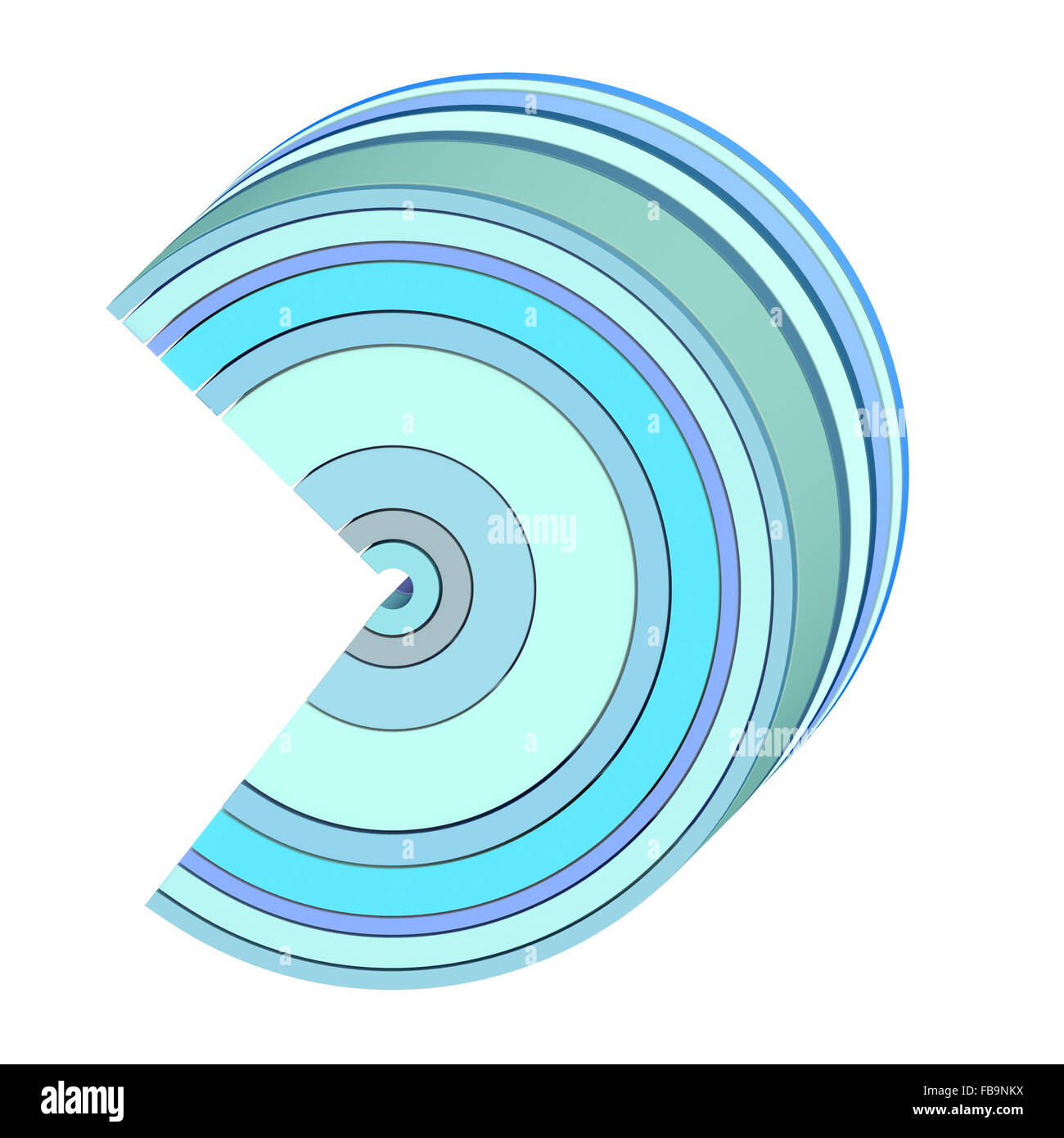 3d curved abstract shape in blue on white Stock Photo - Alamy