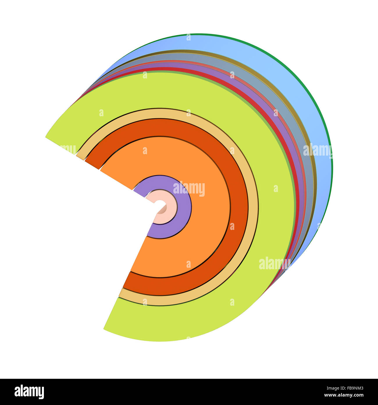 3d curved rectangular c shapes in rainbow color on white Stock Photo ...
