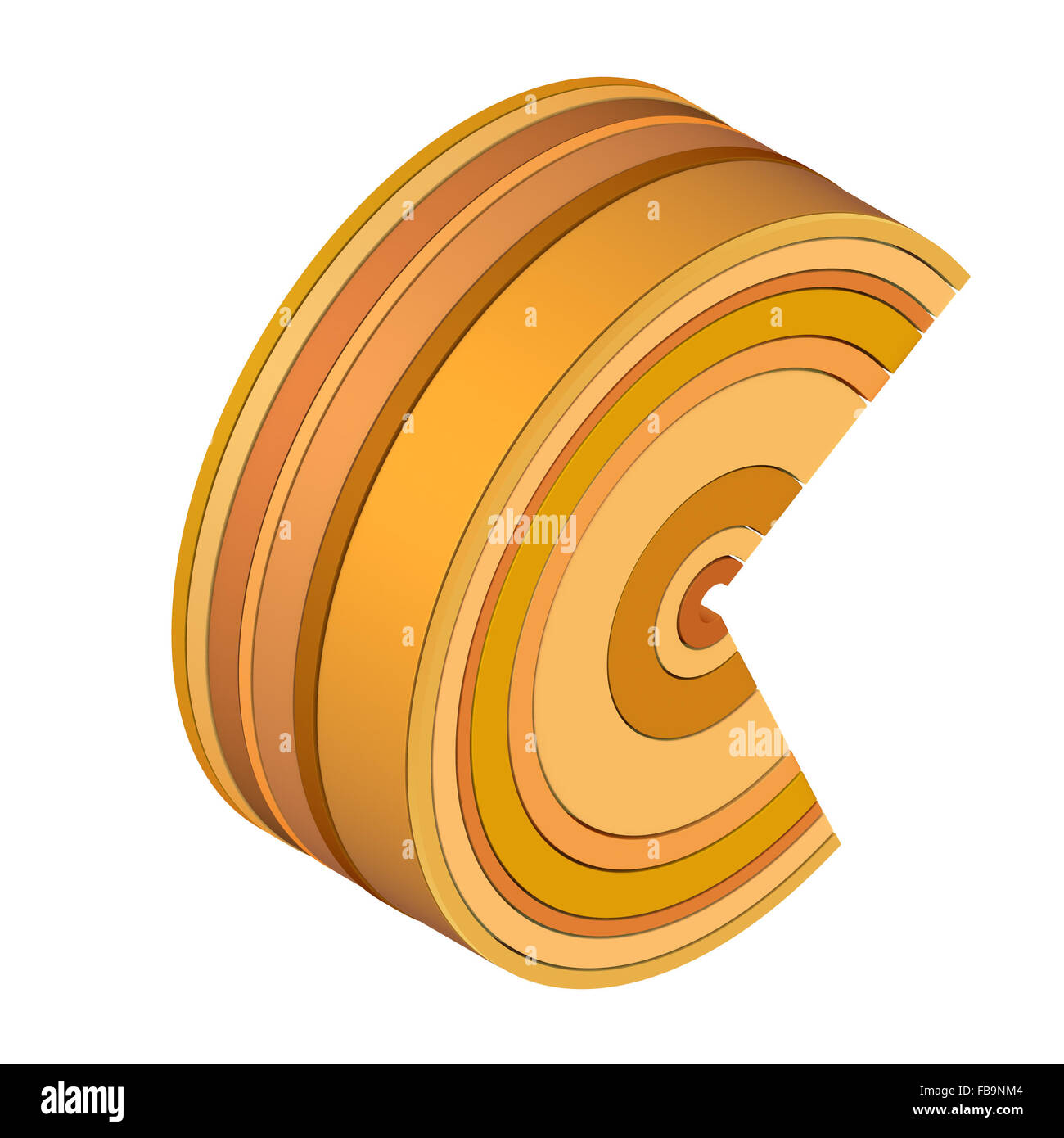 3d curved rectangular c shapes in orange brown on white Stock Photo - Alamy