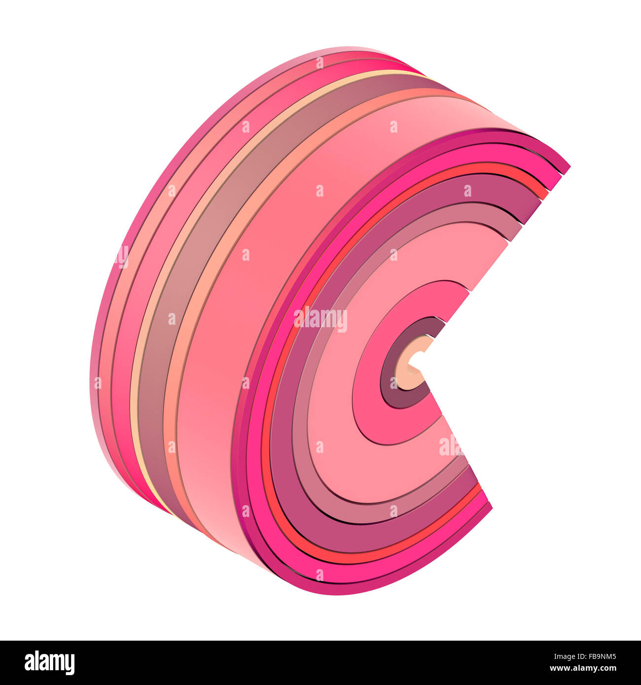 3d curved rectangular c shapes in pink red on white Stock Photo - Alamy