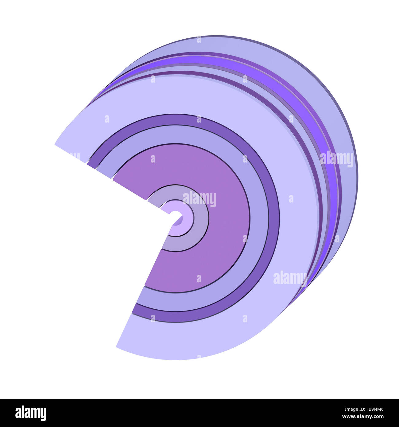 3d curved rectangular c shape icon in purple on white Stock Photo - Alamy