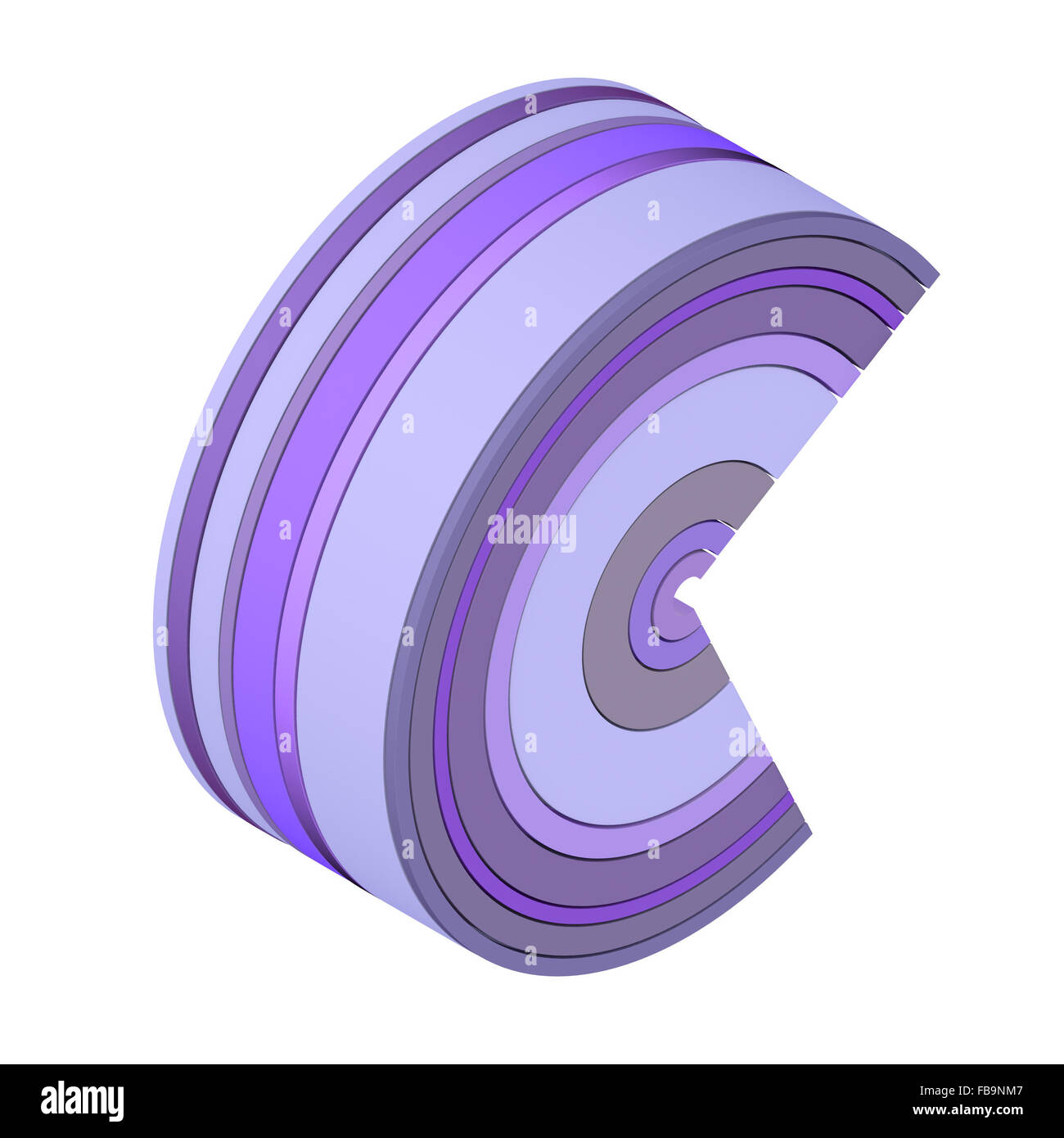 3d curved rectangular c shape icon in purple on white Stock Photo - Alamy