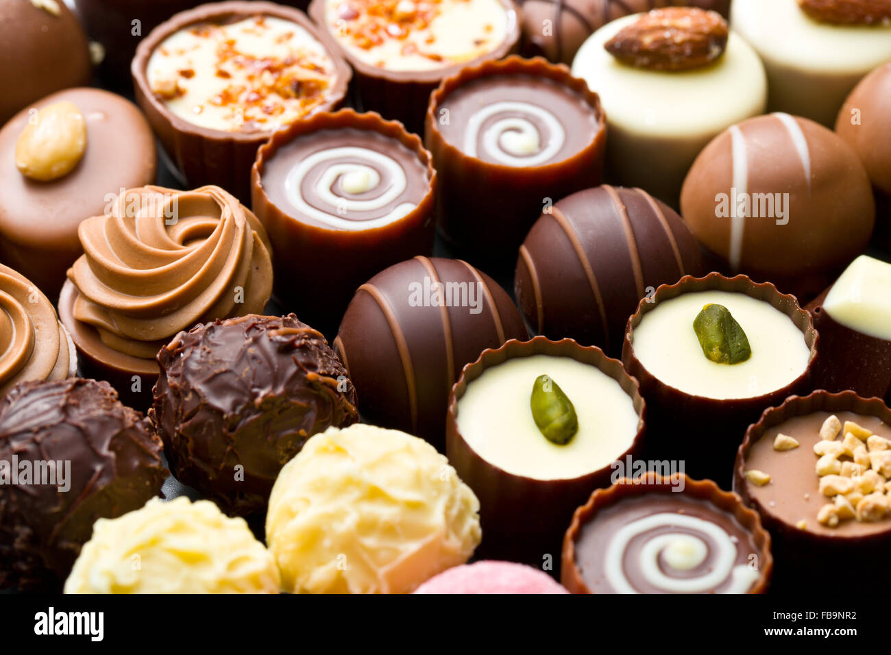a lot of variety chocolate pralines Stock Photo - Alamy
