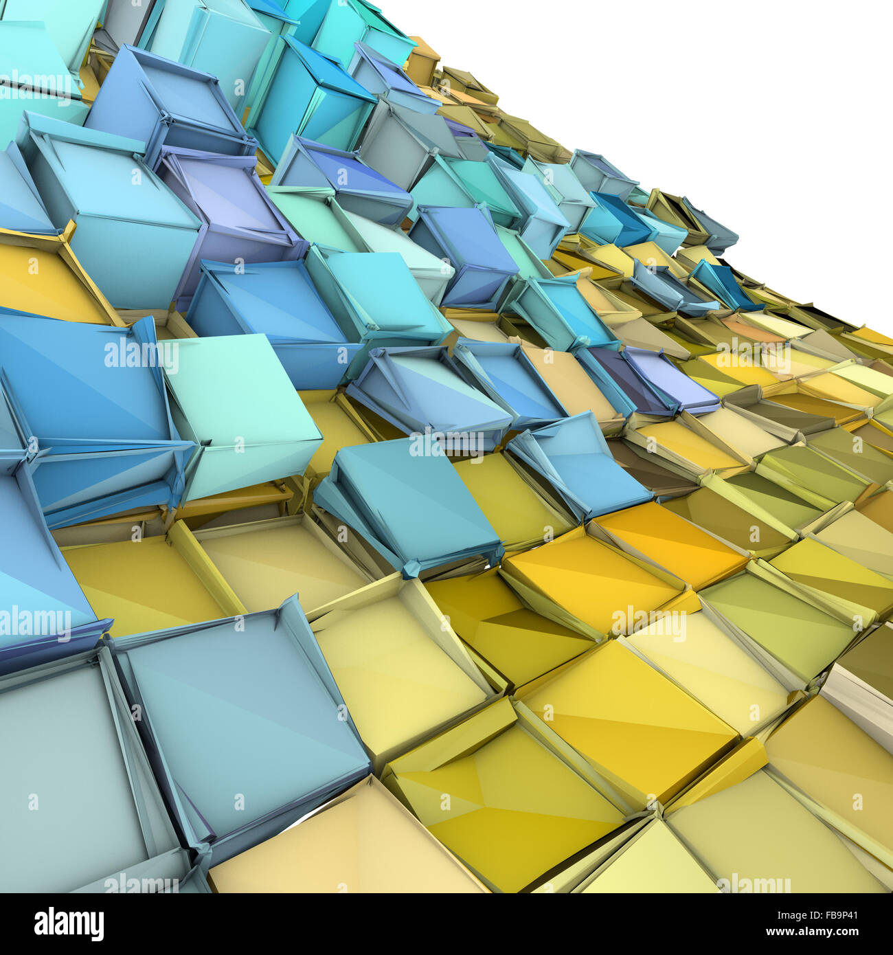abstract 3d wave shape backdrop in yellow and blue Stock Photo - Alamy