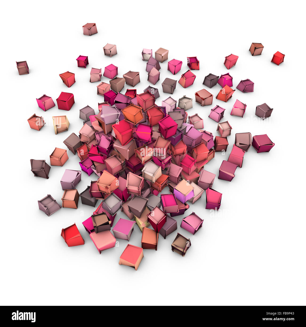 abstract 3d pink red cubic shape on white Stock Photo - Alamy
