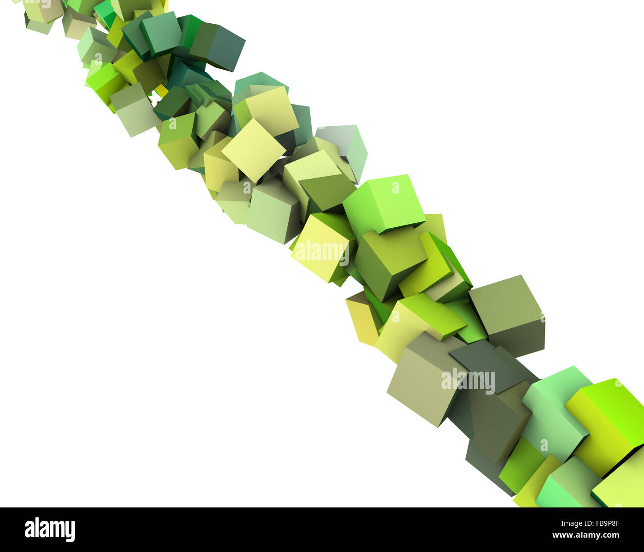 3d diagonal strings of cubes in multiple shades of green Stock Photo ...
