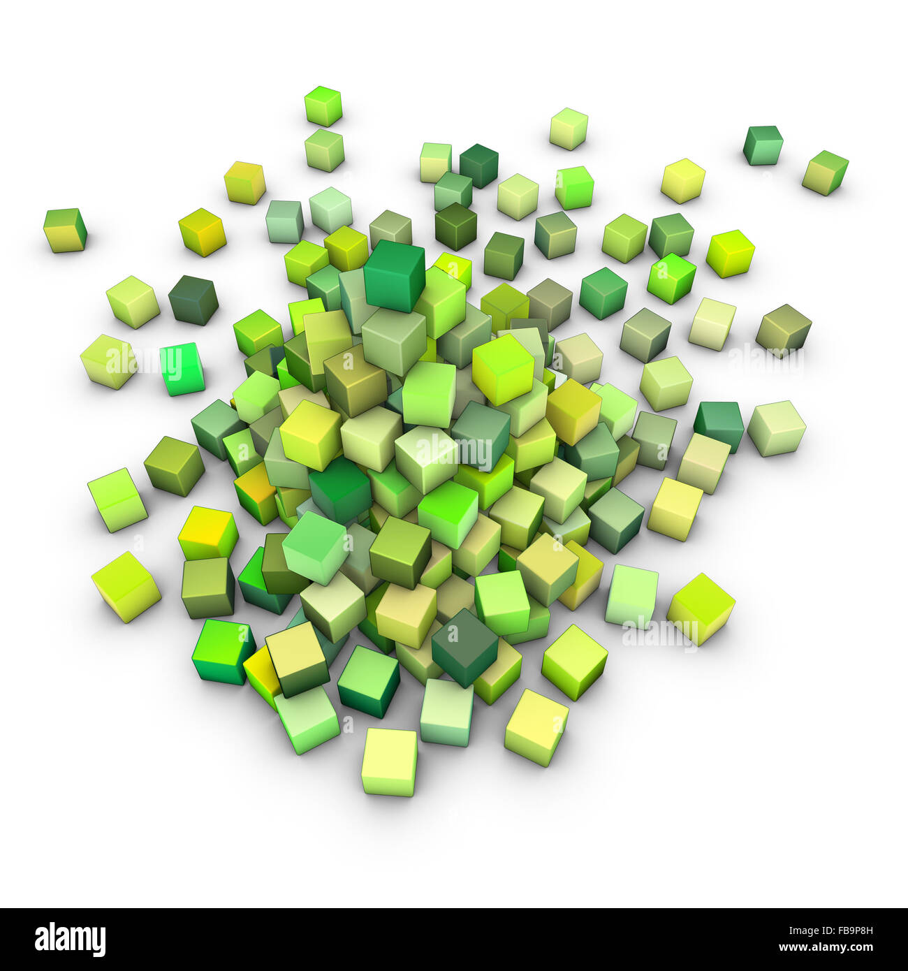 3d render large stack of green cubes on white Stock Photo - Alamy