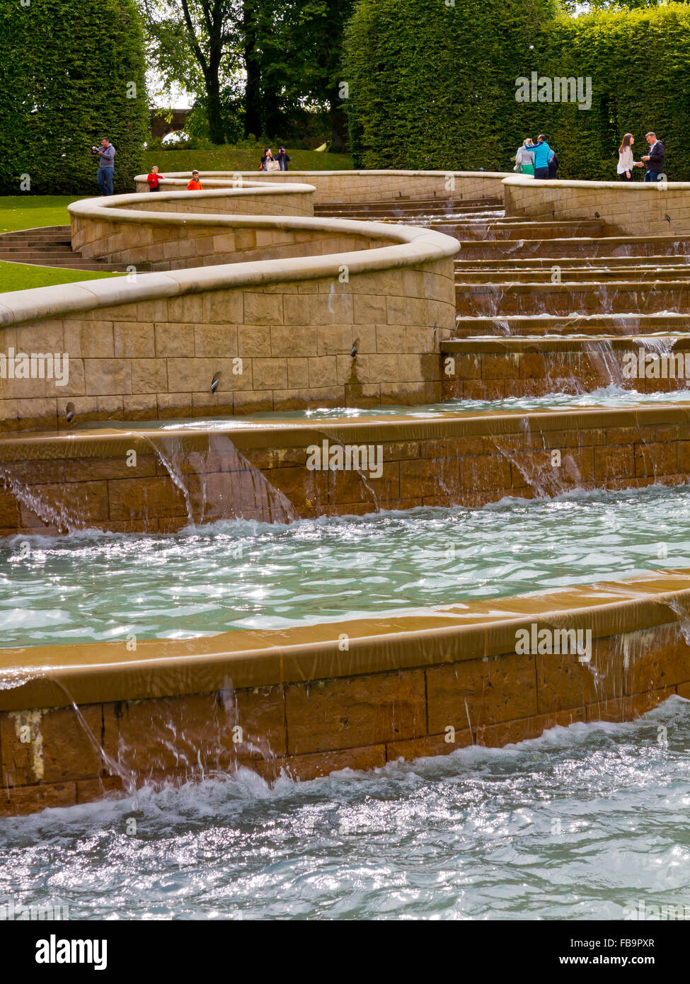The Water Cascade feature at Alnwick Gardens in Northumberland England ...