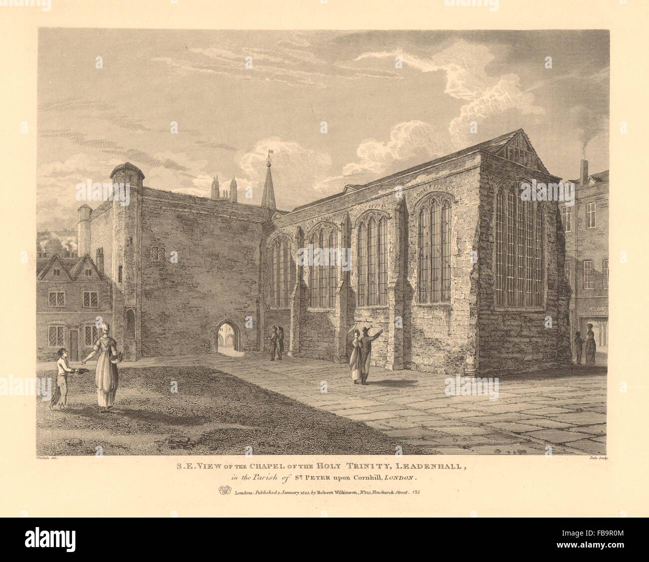 HOLY TRINITY CHAPEL, LEADENHALL. South East view. City of London, print ...