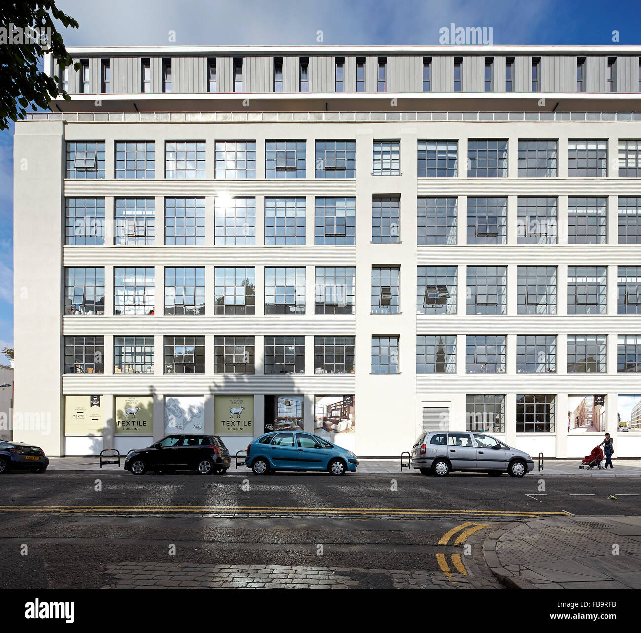 Front elevation with street. The Textile Building, London, United ...