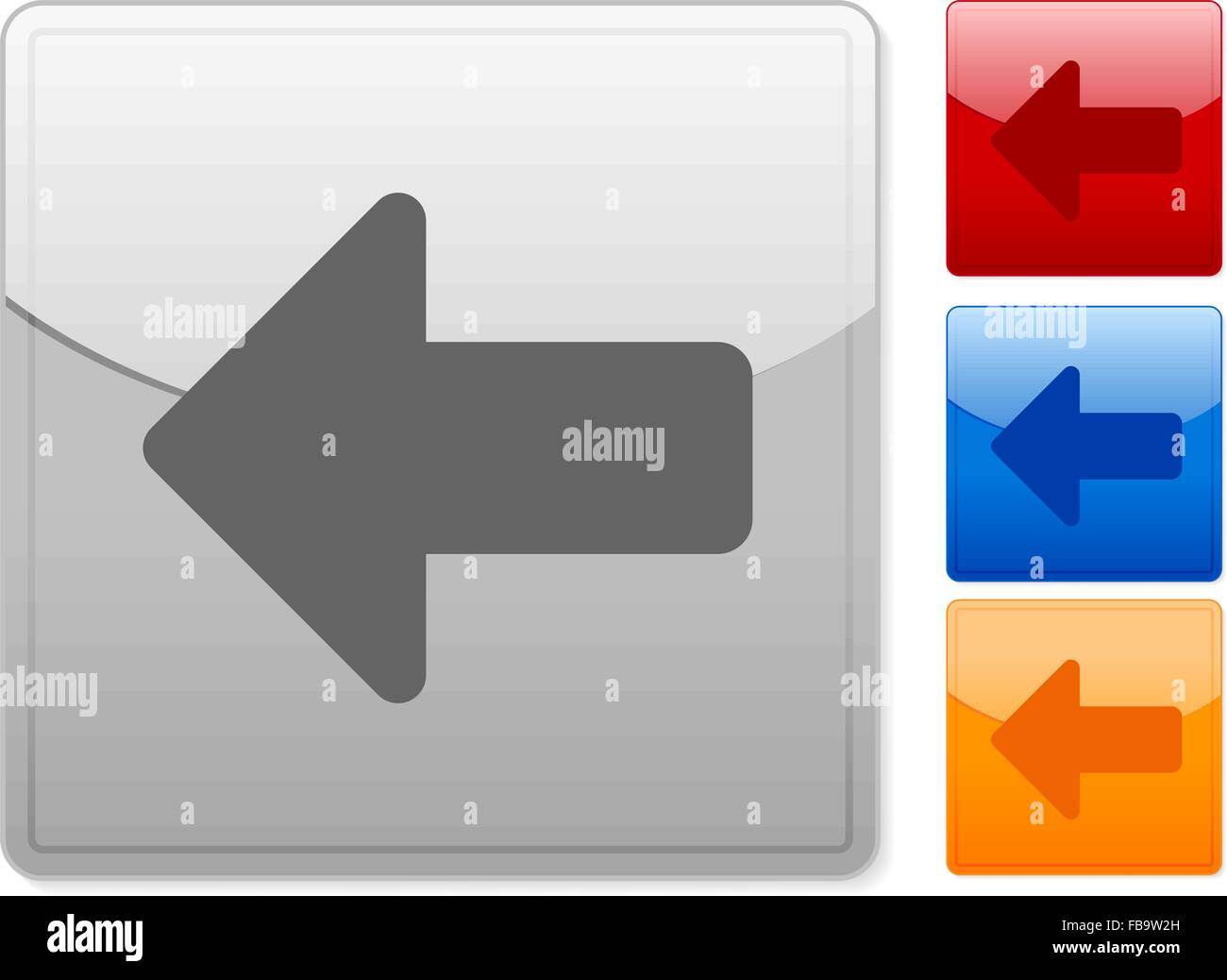 Color square web buttons arrow left on a white background. Vector ...